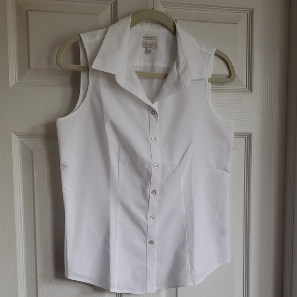 Talbots | Tops | Talbots White Sleeveless Fitted Button Down Shirt ...